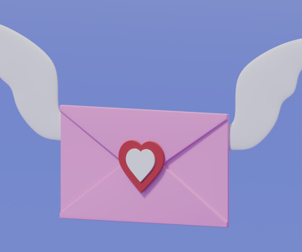 ArtStation - Cartoon Flying Envelope With Wings 3D model | Resources