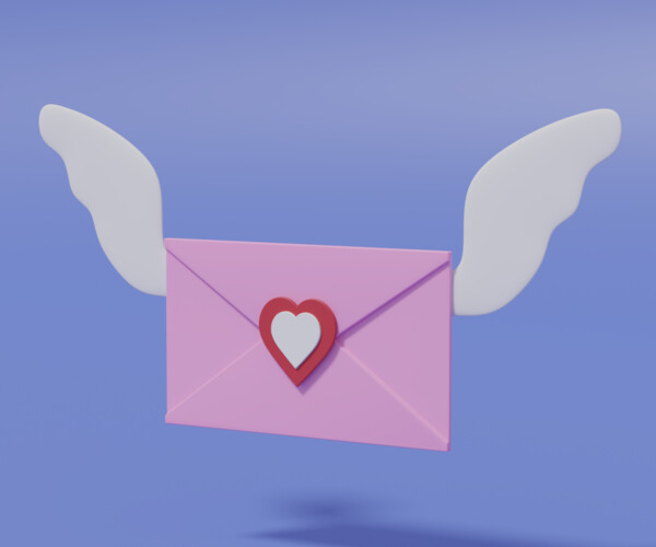 ArtStation - Cartoon Flying Envelope With Wings 3D model | Resources