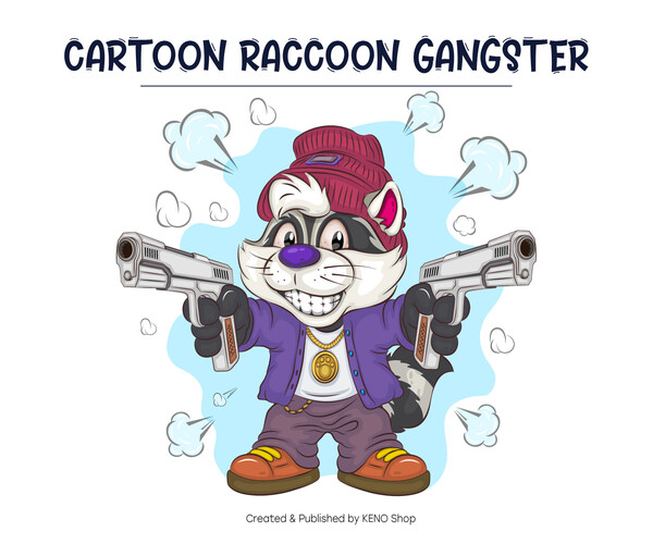ArtStation - Cartoon Raccoon Gangster. T-Shirt, PNG, SVG. | Artworks