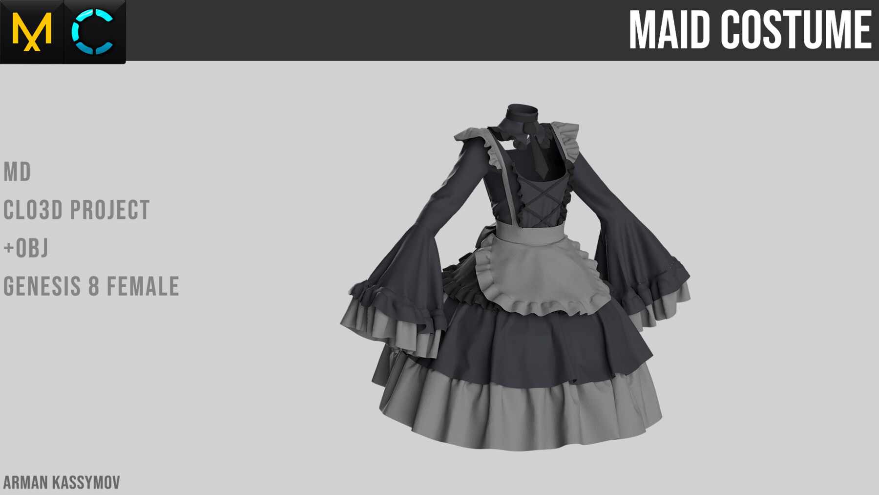 ArtStation - Maid costume | Marvelous designer project | +.obj | Game ...