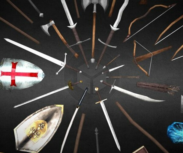 ArtStation - PS1 PSX Fantasy Weapons Pack | Game Assets