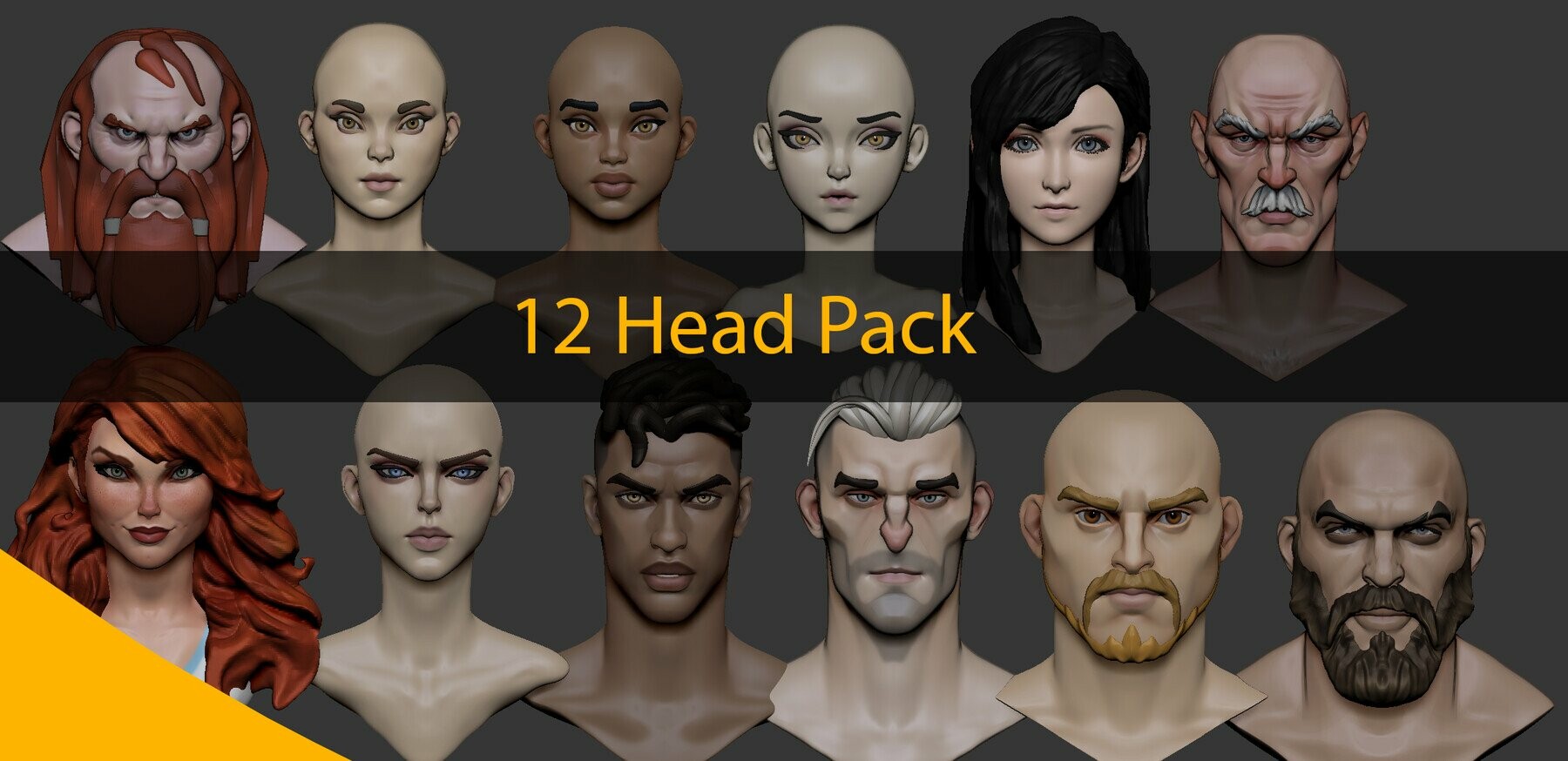 ArtStation - 12 Head Stylized Pack | Resources