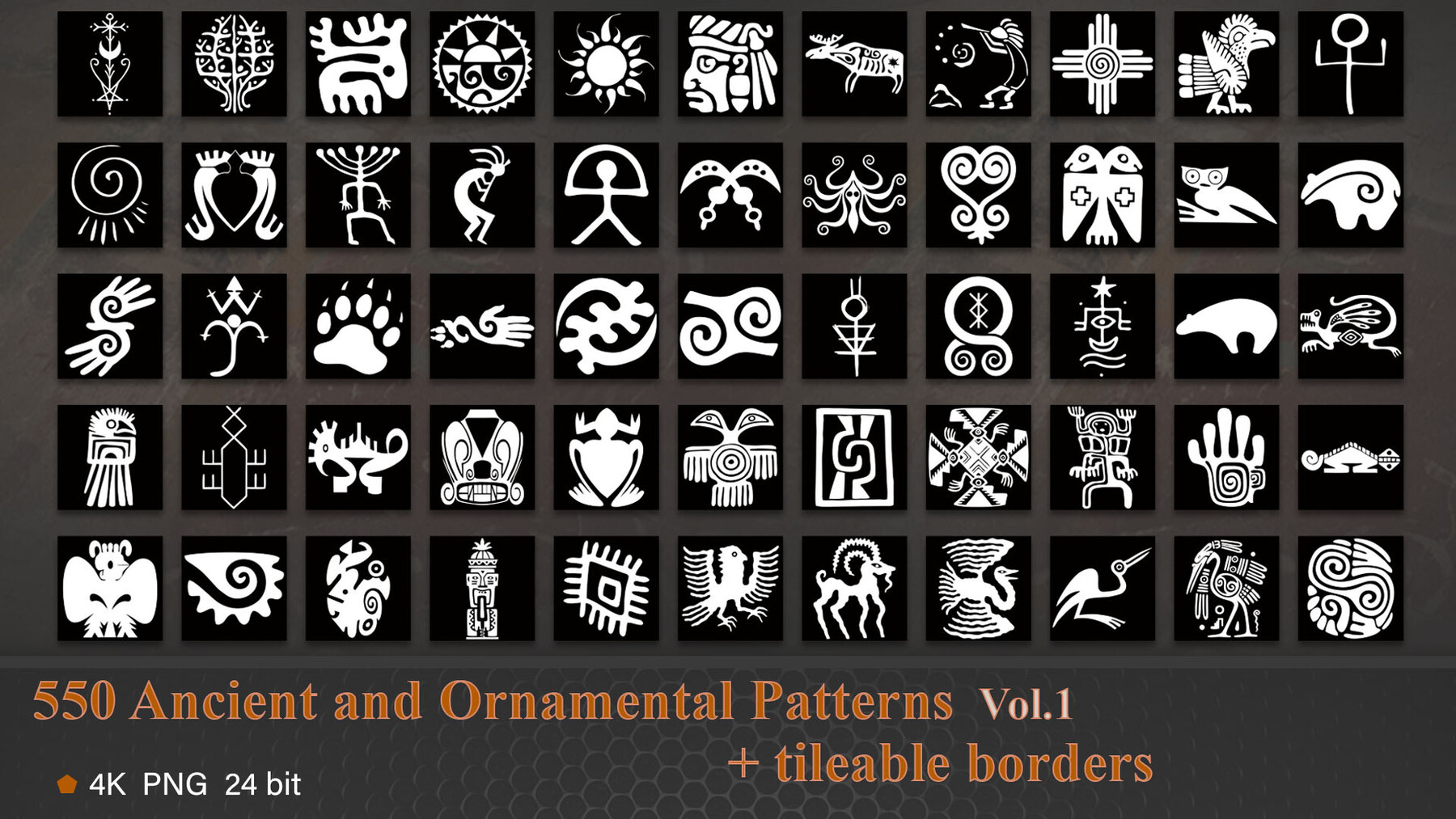 ArtStation - 550 Ancient and ornamental Alpha patterns vol.1 ( 50 free ...