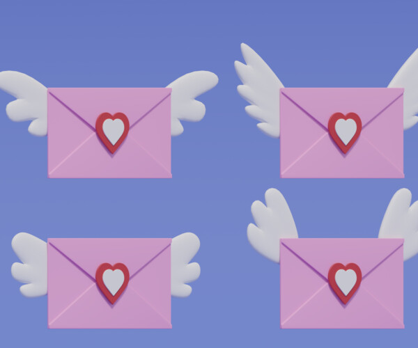 ArtStation - Cartoon Flying Envelope With Wings Collection | Resources