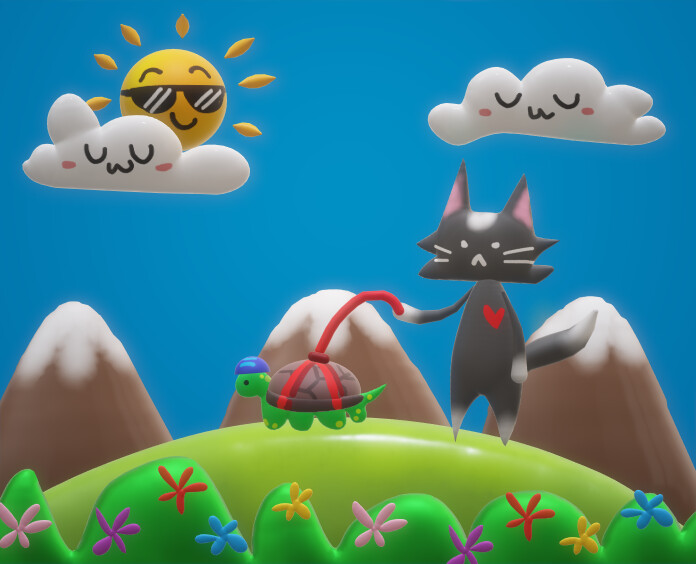 ArtStation - ANGRY CAT AND LITTLE TURTLE | Artworks