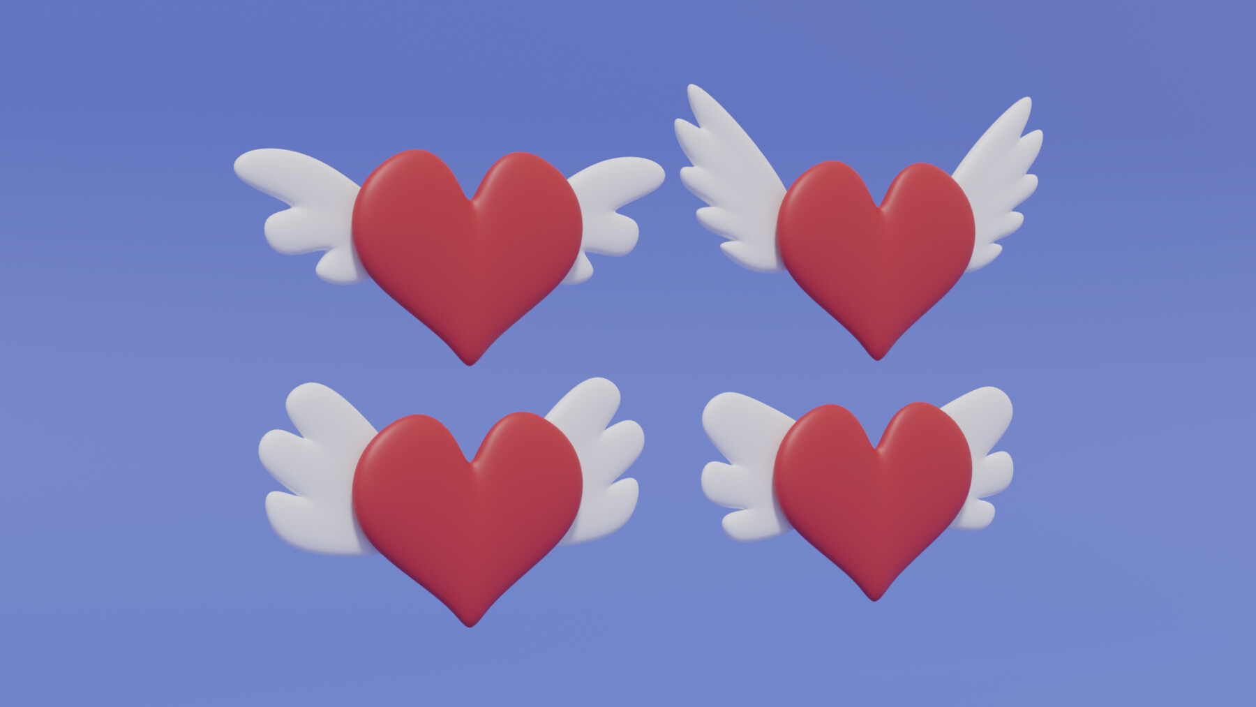 ArtStation - Cartoon Flying Heart With Wings Collection 3D model ...