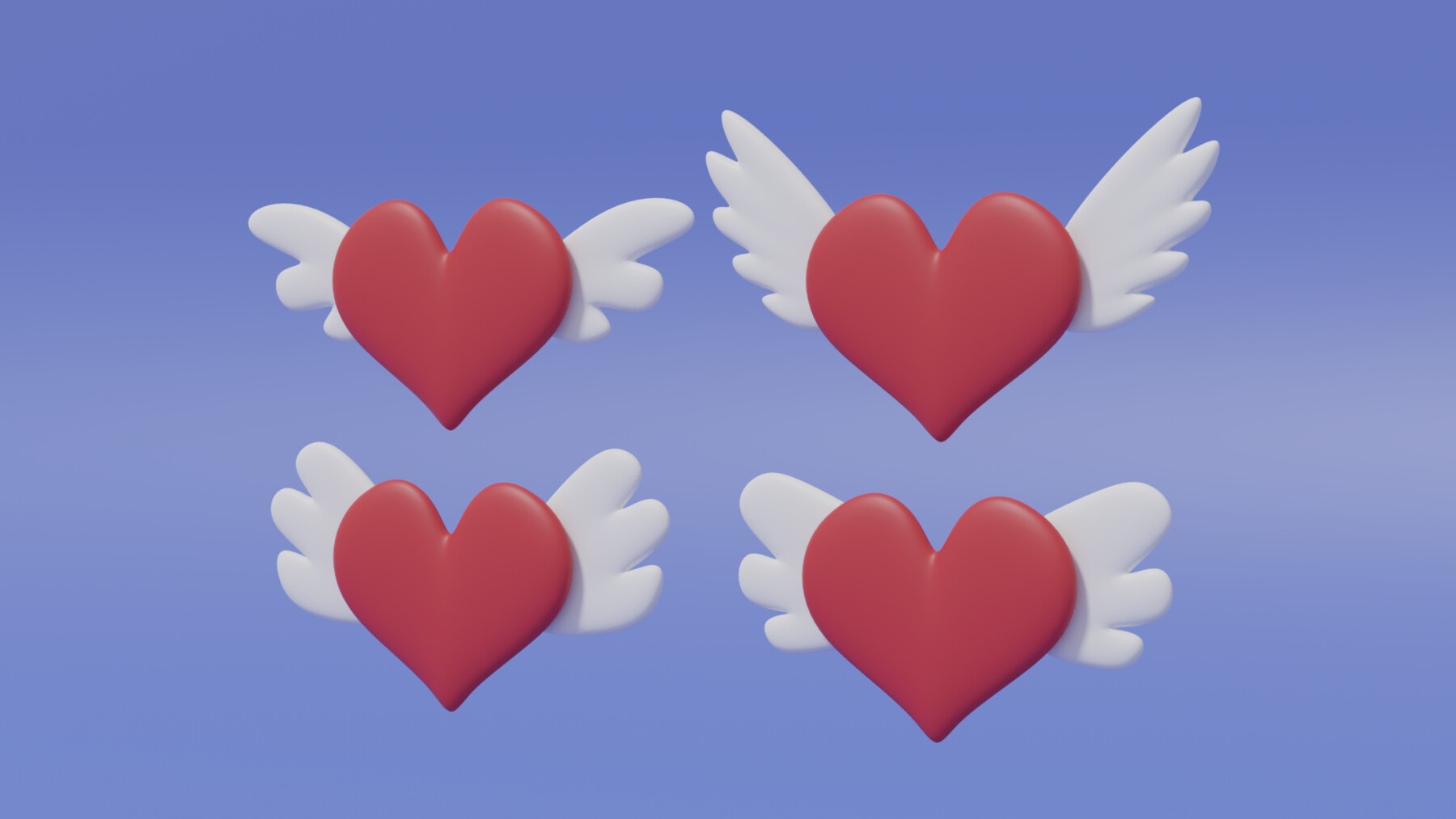 ArtStation - Cartoon Flying Heart With Wings Collection 3D model ...