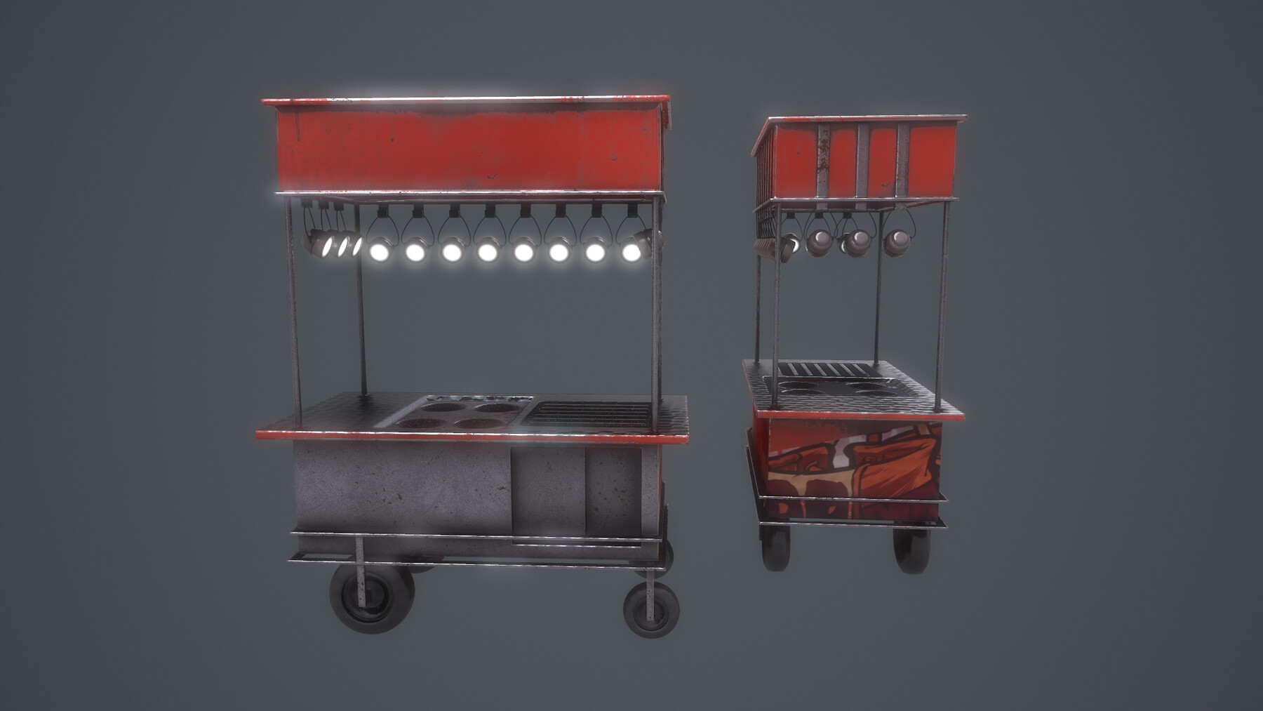 ArtStation - Cyberpuk Red Food stand | Game Assets