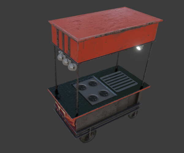 ArtStation - Cyberpuk Red Food stand | Game Assets