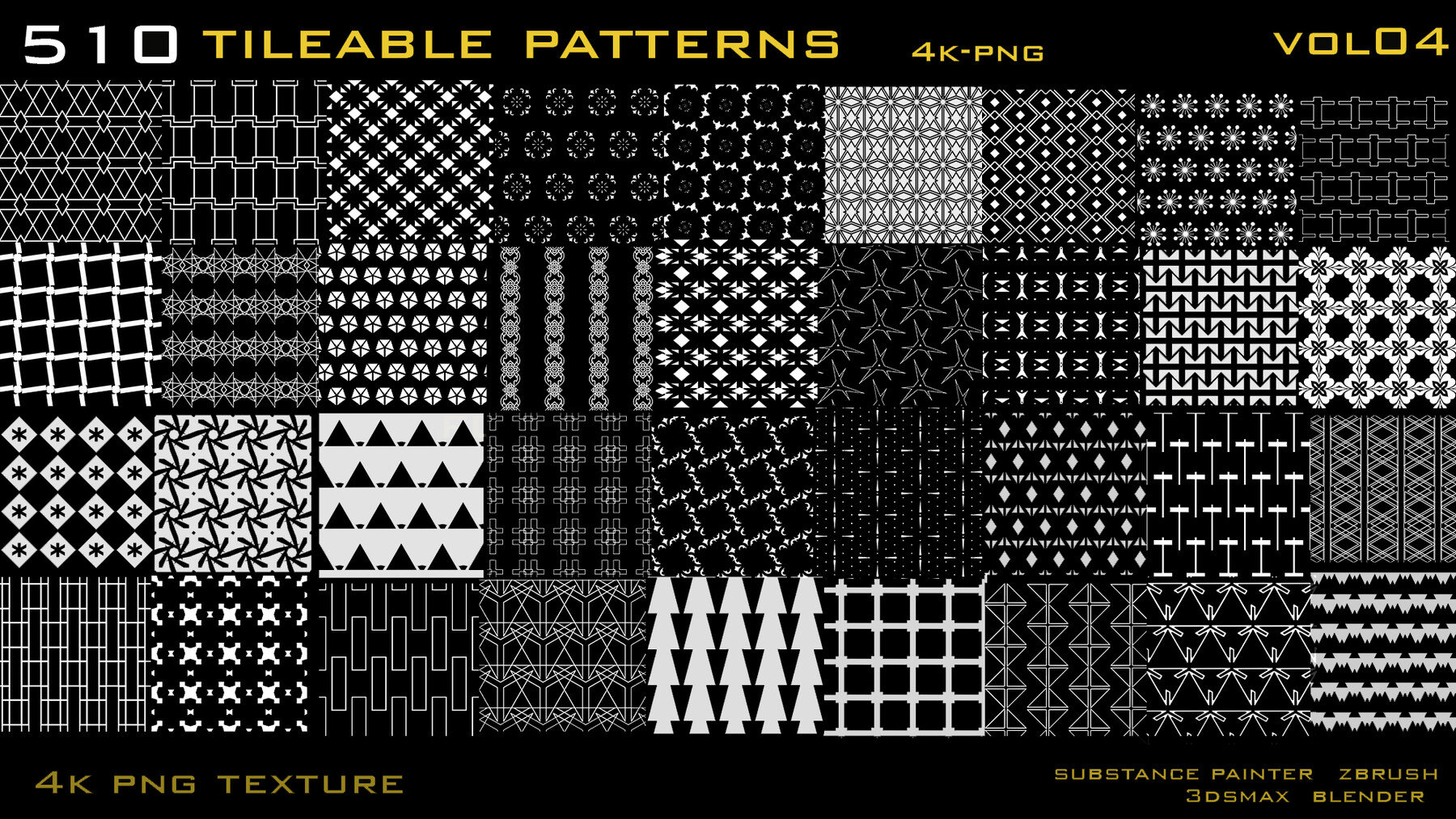 ArtStation - 510 Ornamental Alphas- Tileable patterns-4k png textures ...