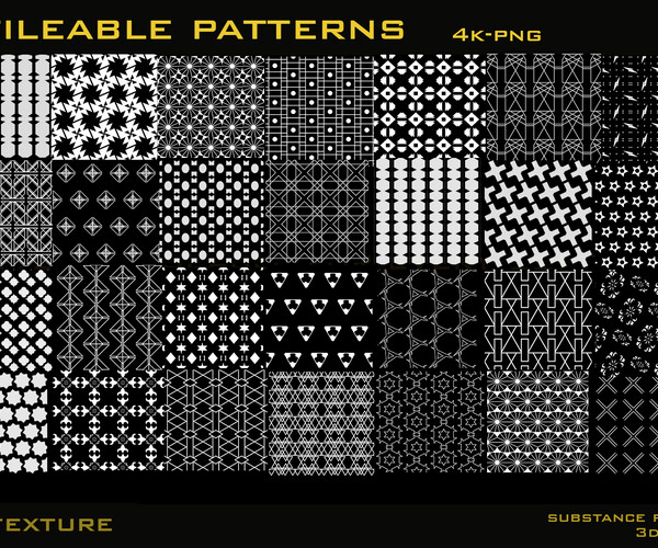 ArtStation - 510 Ornamental Alphas- Tileable patterns-4k png textures ...