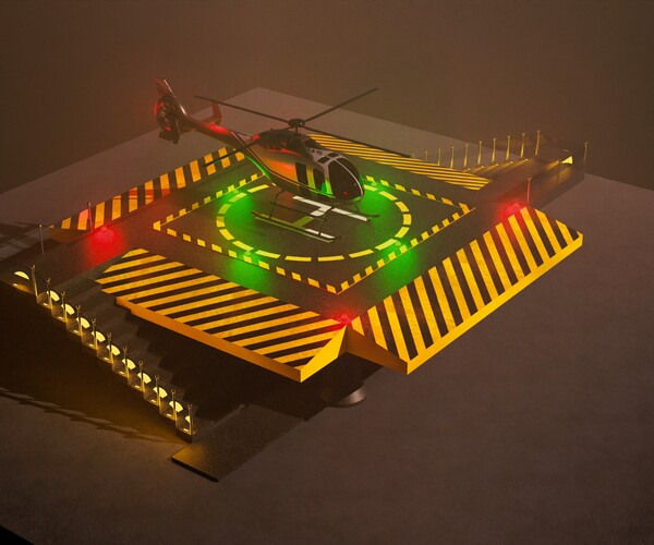 ArtStation - Helipad with Helicopter | Game Assets