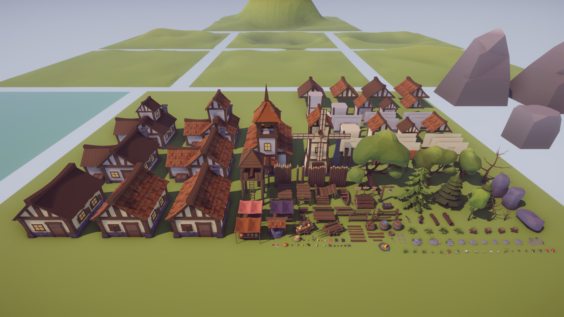 ArtStation - Low Poly Medieval Village - Asset for Unity 3D, Map and Models | Game Assets