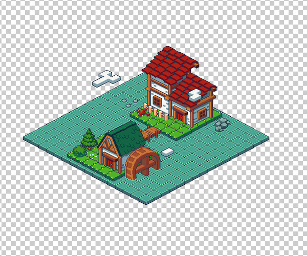 ArtStation - Isometric Village Tileset | Game Assets