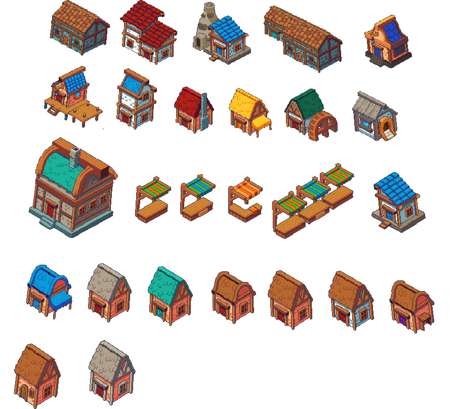 ArtStation - Isometric Village Tileset | Game Assets