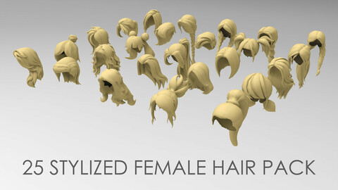 ArtStation - 25 Female hair pack 3 | Game Assets