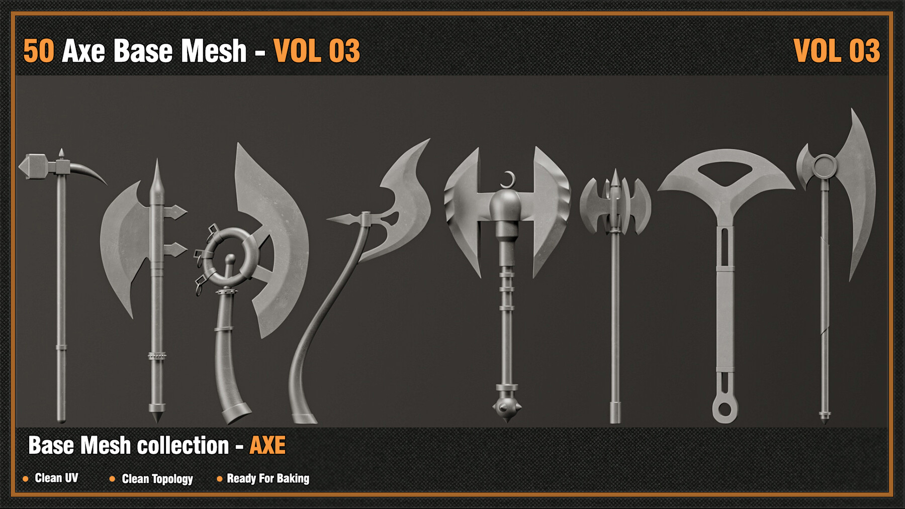 ArtStation - 50 Axe Base Mesh - VOL 03 ( Game Ready ) | Resources