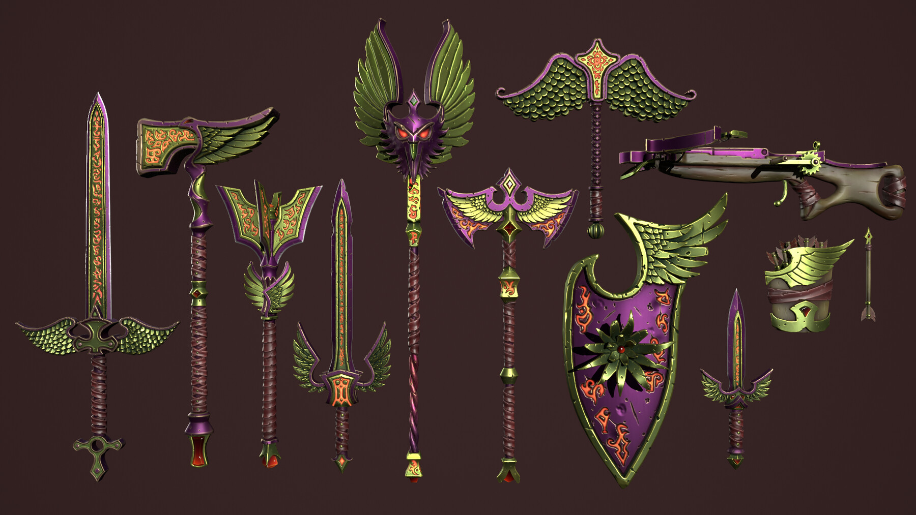 ArtStation - Dark rune weapons collection | Game Assets