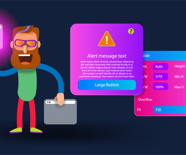 ArtStation - Cartoon bearded man and operating system interface ...