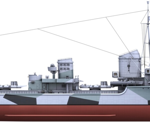 ArtStation - KMS Z37 Narvik - starboard side view | Artworks