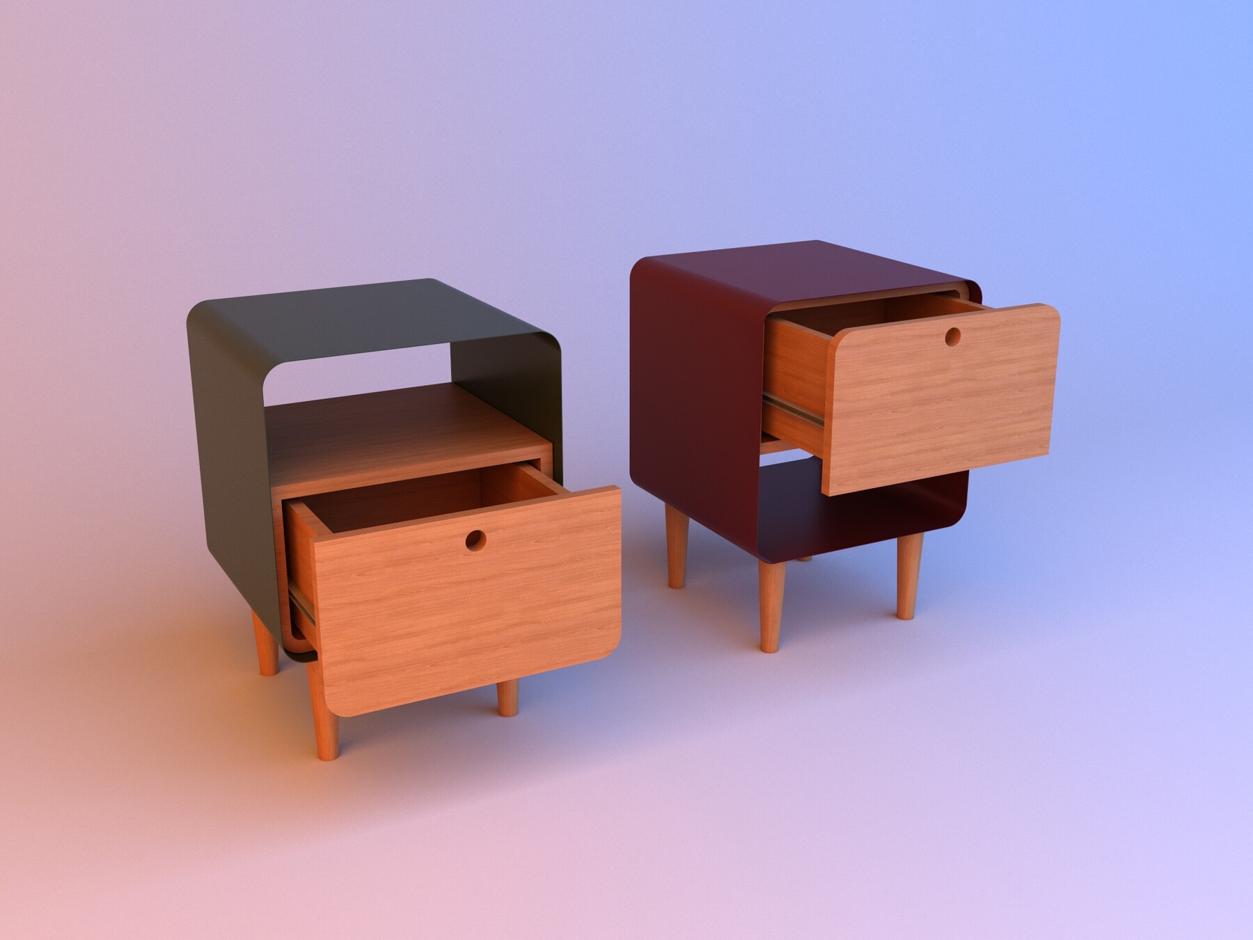 ArtStation - Wood Metal Bedside Table | Game Assets