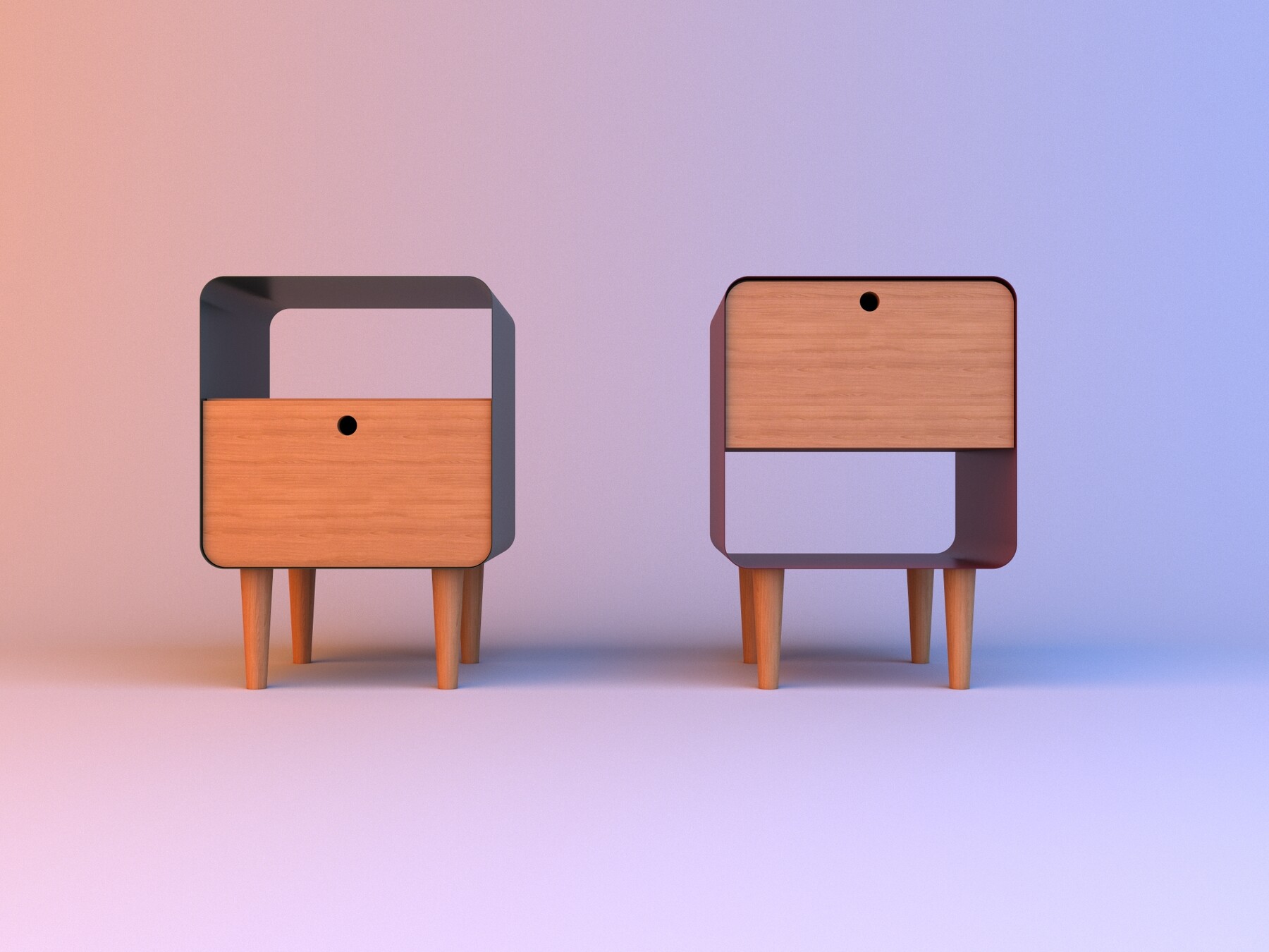 ArtStation - Wood Metal Bedside Table | Game Assets