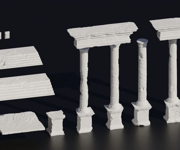 ArtStation - Ancient Classical Ruins Kitbash Set for concept art and ...