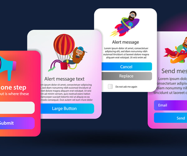 ArtStation - Elements of the programming interface with cartoon ...