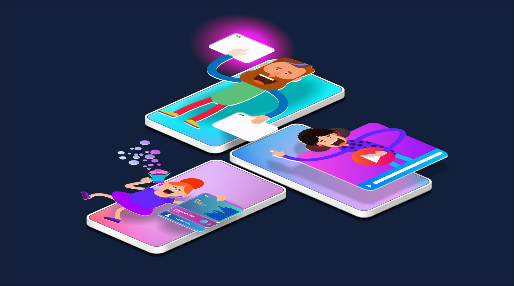 ArtStation - Three mobile phones in isometry with a software interface ...