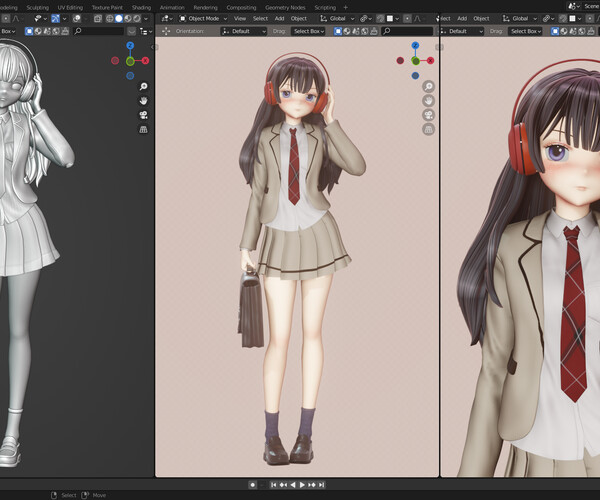 ArtStation - Anime School Girl - Blender 3.0 Full Process videos & 3D ...