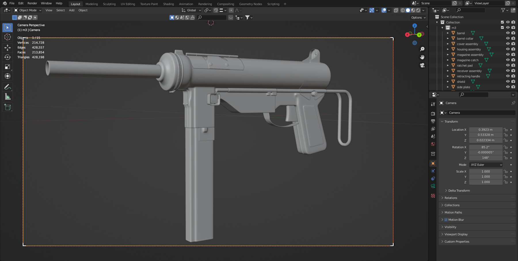 ArtStation - M3 Submachine Gun 3d Model | Resources