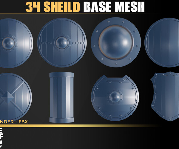 ArtStation - 34 Shield Base Mesh - VOL 01 ( Game Ready ) | Game Assets
