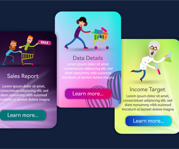 ArtStation - Elements of the web interface with cartoon characters ...