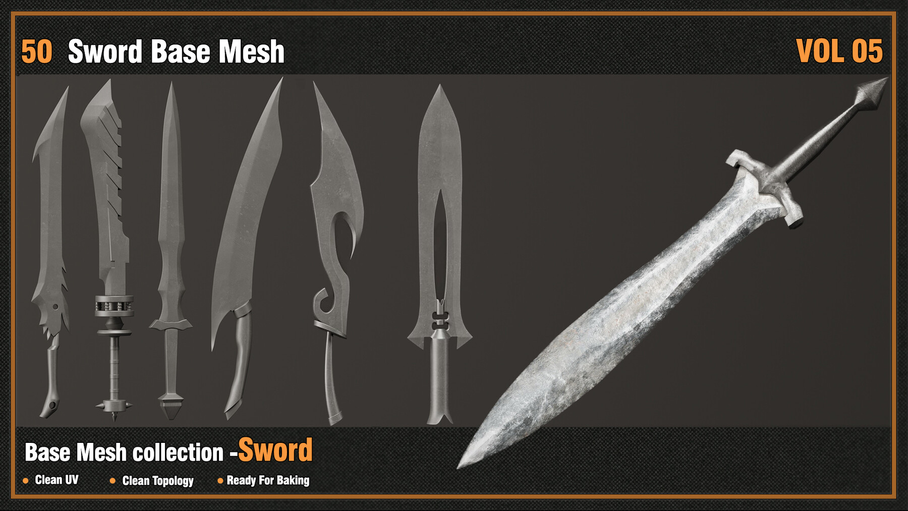 ArtStation - 50 Sword Base Mesh - VOL 05 ( Game Ready ) | Game Assets