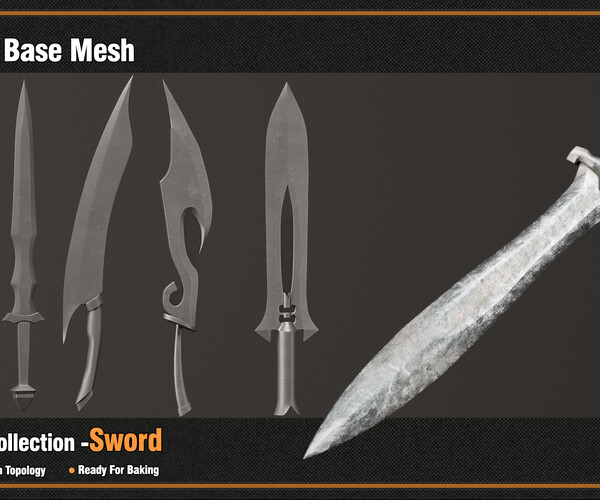 ArtStation - 50 Sword Base Mesh - VOL 05 ( Game Ready ) | Game Assets