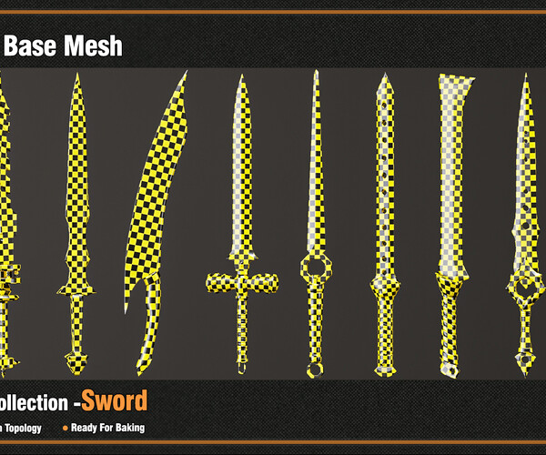 ArtStation - 50 Sword Base Mesh - VOL 05 ( Game Ready ) | Game Assets