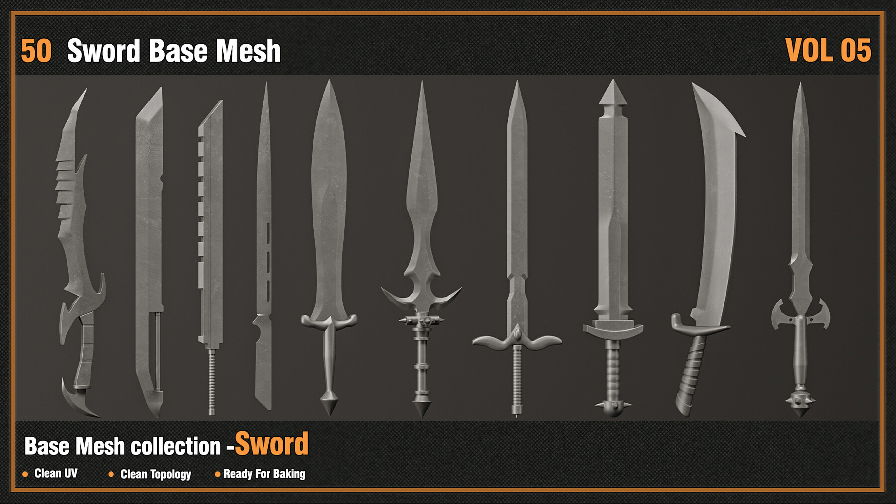 ArtStation - 50 Sword Base Mesh - VOL 05 ( Game Ready ) | Game Assets