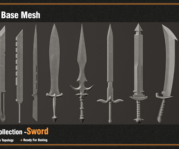 ArtStation - 50 Sword Base Mesh - VOL 05 ( Game Ready ) | Game Assets