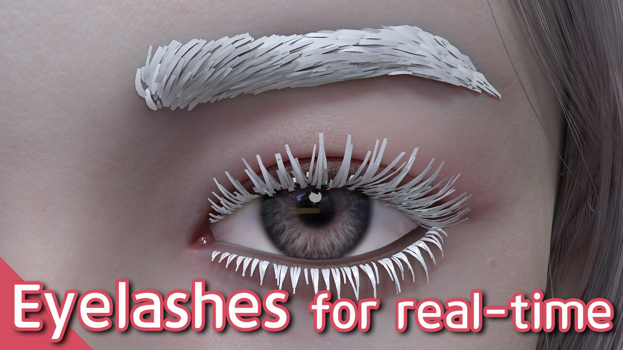 ArtStation - Eyelashes for real-time ( + Eyebrows ) 속눈썹+눈썹 | Game Assets