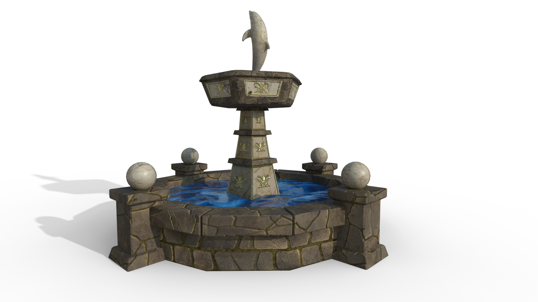 ArtStation - ancient fountain PBR low-poly 3D model | Resources