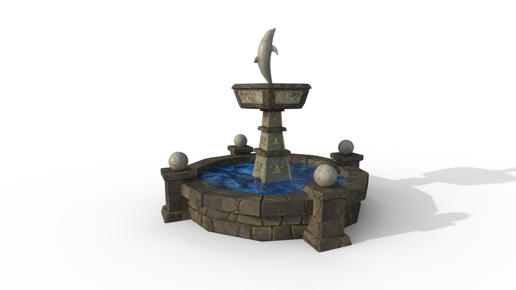 ArtStation - ancient fountain PBR low-poly 3D model | Resources
