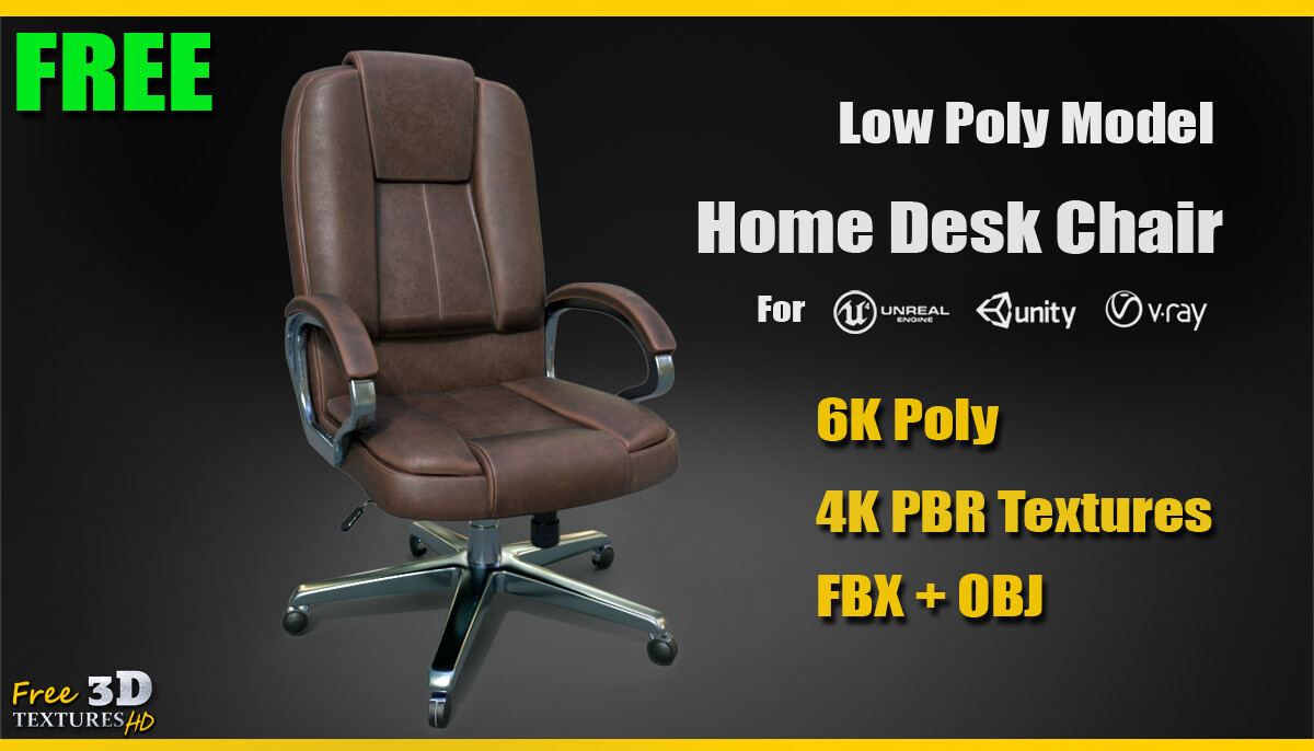 ArtStation - Home desk chair 3D model Low poly + PBR textures 4K ...
