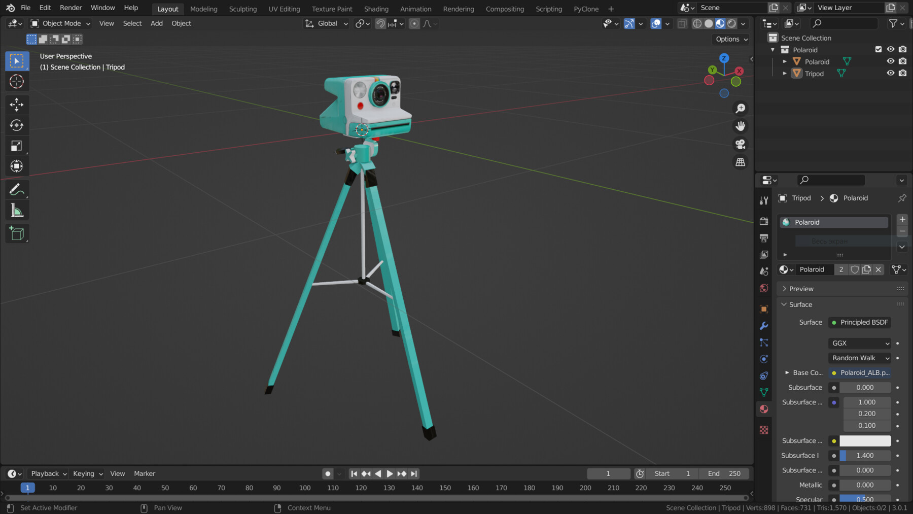ArtStation - Polaroid Camera & Tripod | Game Assets