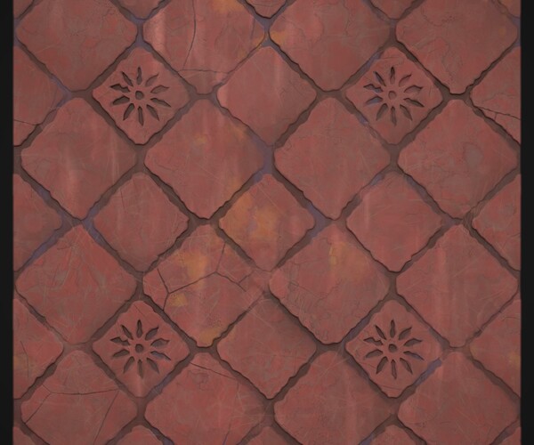 ArtStation - Stylized Red Tile 01 | Game Assets
