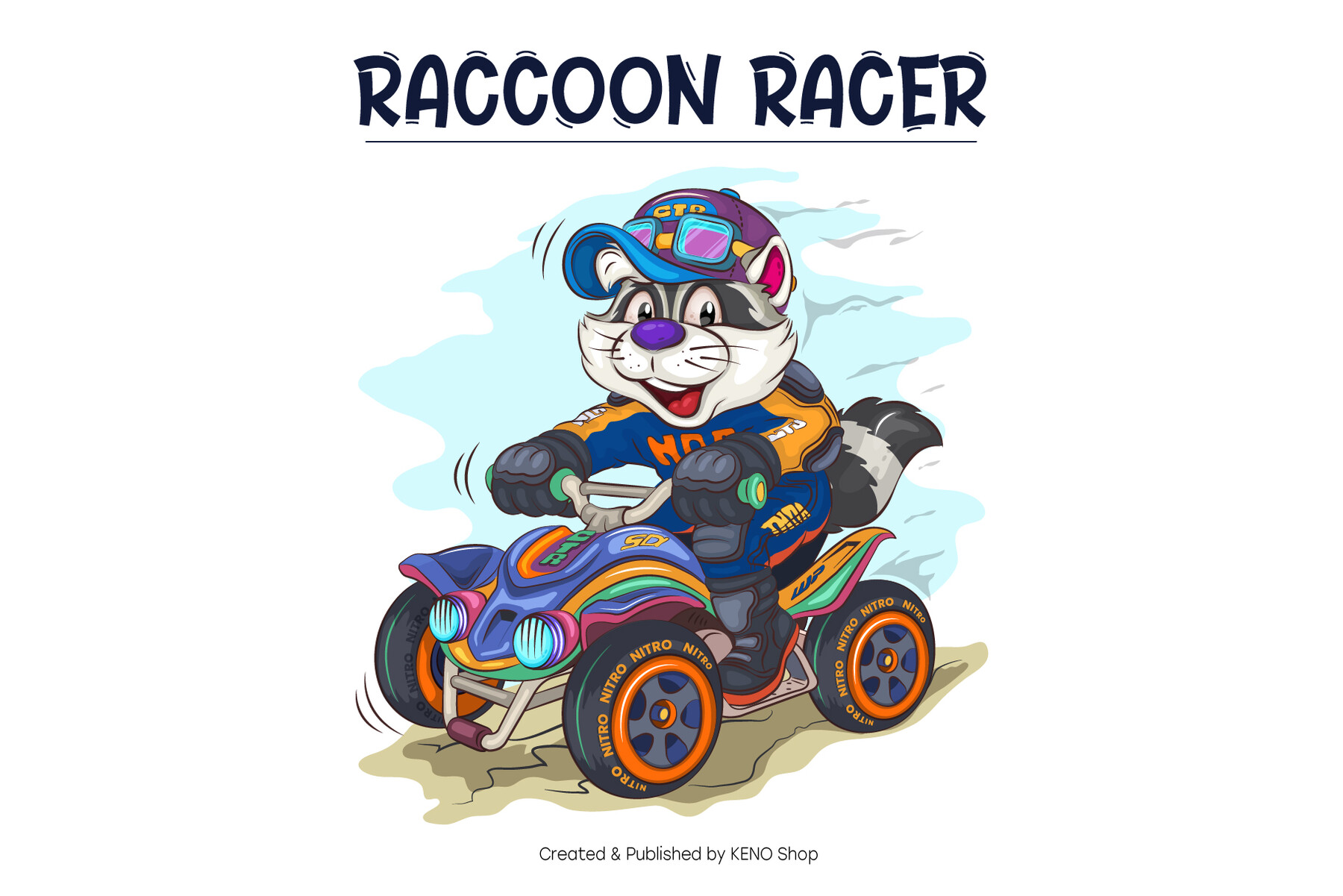 ArtStation - Cartoon Raccoon Racer. T-Shirt, PNG, SVG. | Artworks