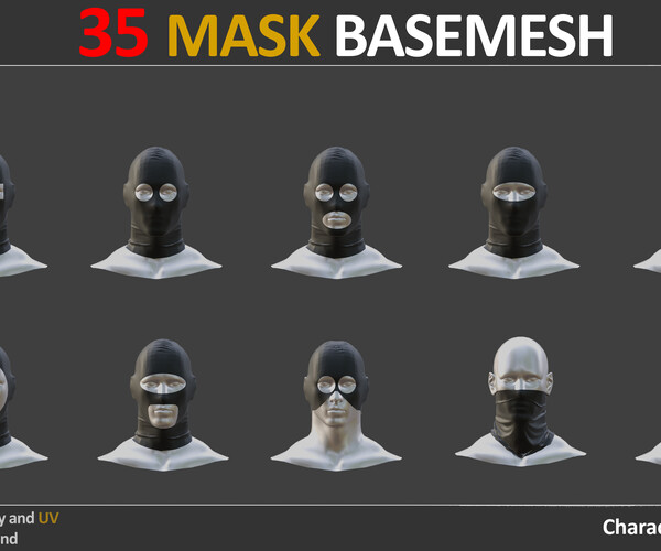 ArtStation - 35 MASK BASEMESH ( VOL 7 ) | Game Assets