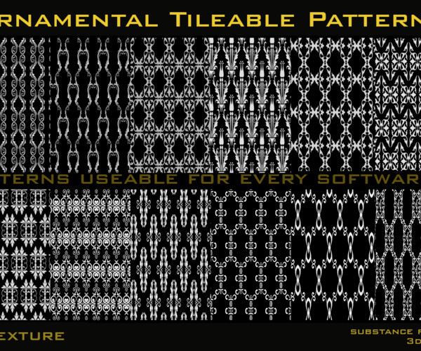 ArtStation - 300+ Ornamental Tileable Patterns-4k png textures-vol 05 ...