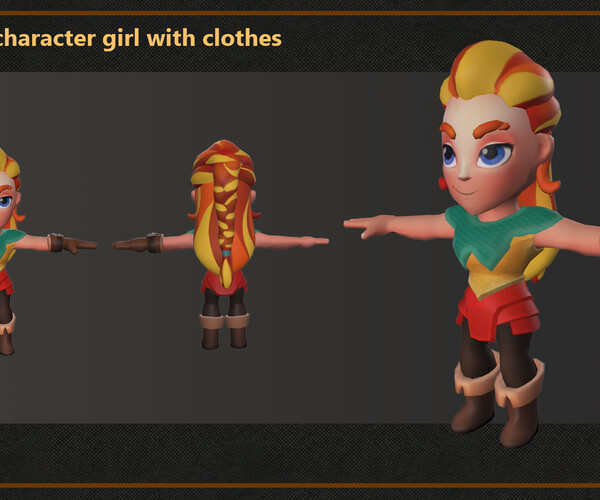 ArtStation - Stylized character girl with clothes | Game Assets