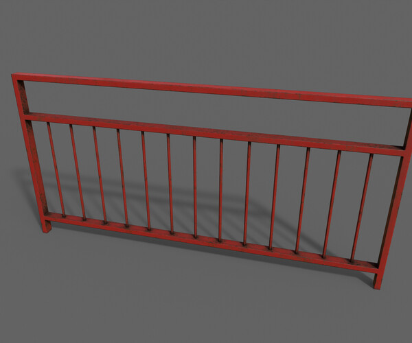 ArtStation - PBR Pedestrian Guard Rail (Red) Ver.3 | Game Assets