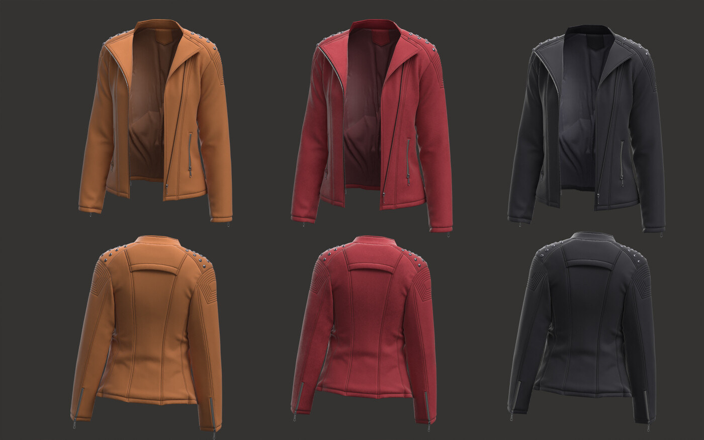 ArtStation - Womens leather jacket / Clo 3D project +obj+fbx | Game Assets